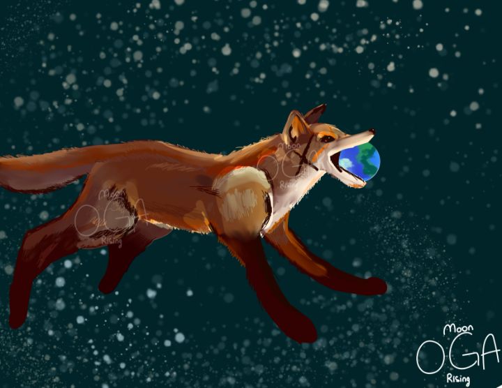Fox with Earth - OgaMoonRising - Drawings & Illustration, Animals ...