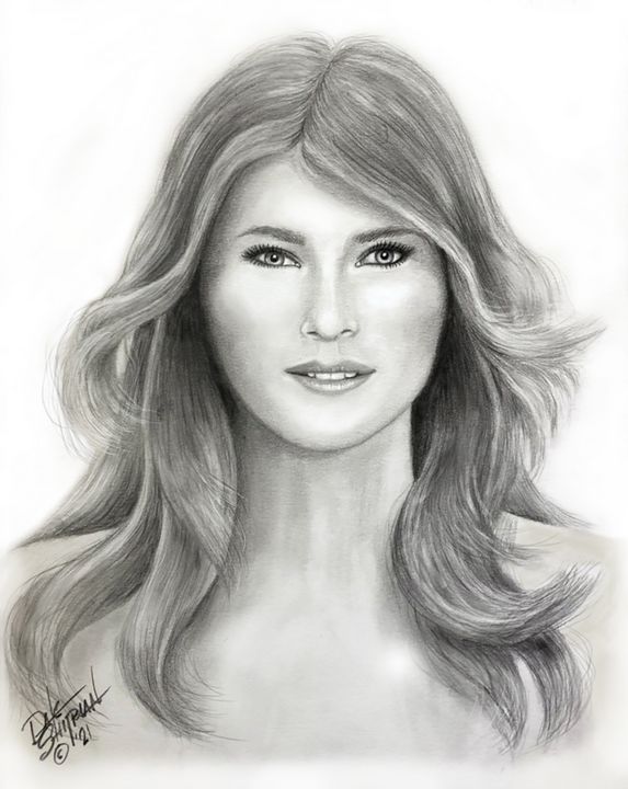 First Lady Malania Trump (pencil) - Dale Shipman Art - Paintings ...