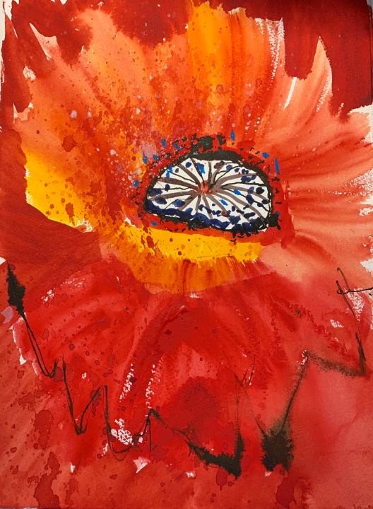Poppy Portrait -1 - Dana Fine Arts - Paintings & Prints, Flowers ...