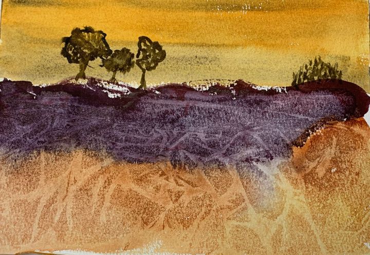 Abstract Desert Landscape at Sunset - Dana Fine Arts - Paintings ...