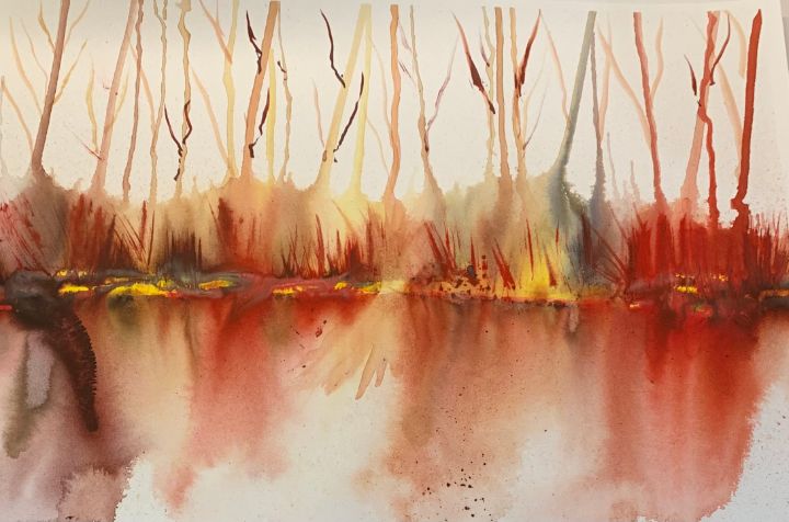 Abstract Pond Reflections - Dana Fine Arts - Paintings & Prints ...