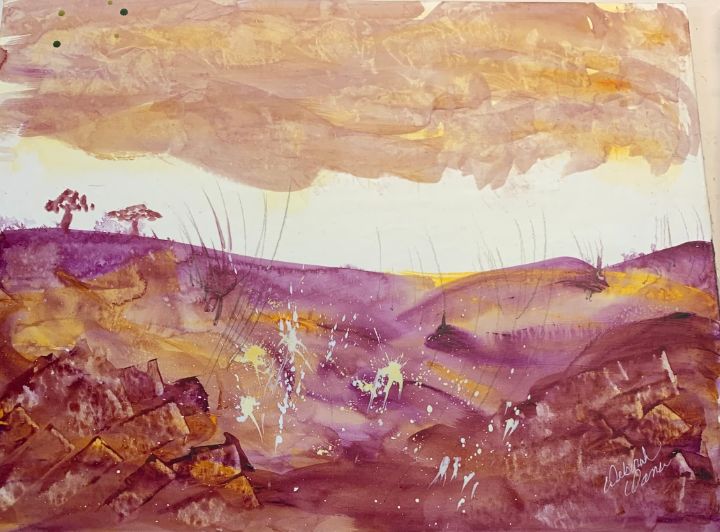 Abstract Landscape Purple Rocks - Dana Fine Arts - Paintings & Prints ...