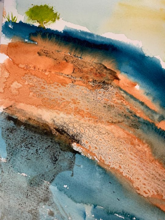 Orange textured abstract cliffs - Dana Fine Arts - Paintings & Prints ...
