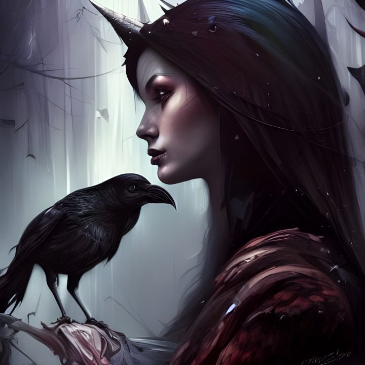 A Witch and Her Raven - LA Art - Paintings & Prints, People & Figures ...