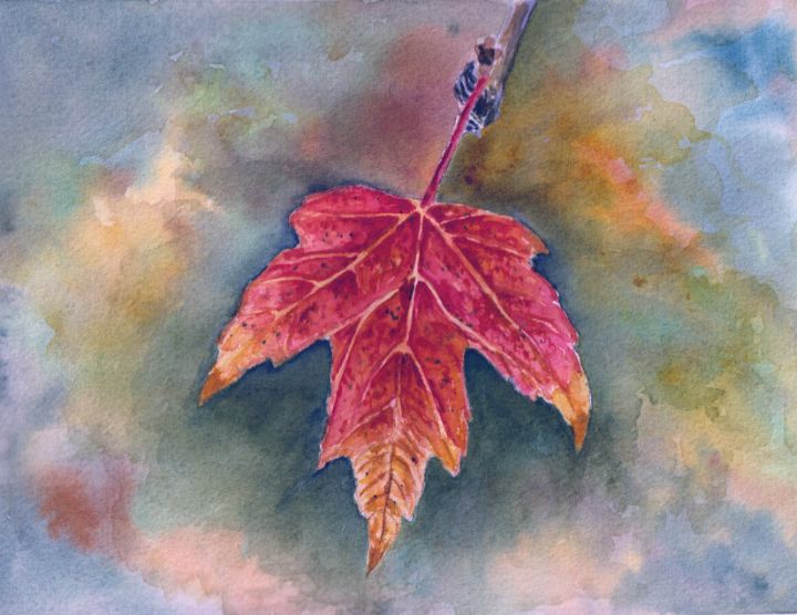 Red Maple Leaf - Elisabeth Stilling - Paintings & Prints, Landscapes ...