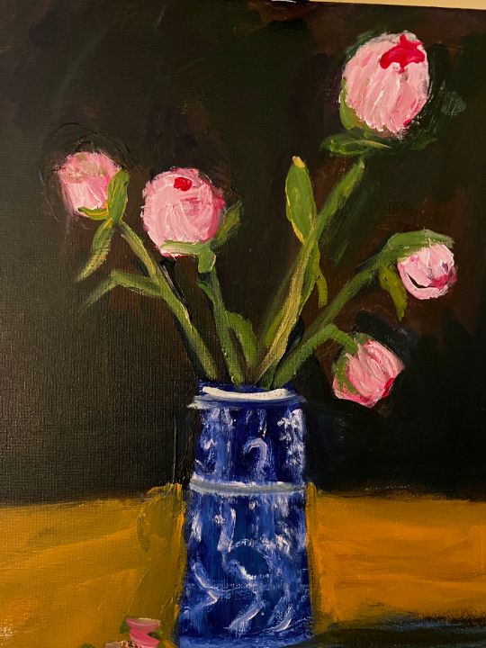 Peonies in Blue Vase - Louise Gibler Art - Paintings & Prints, Flowers ...