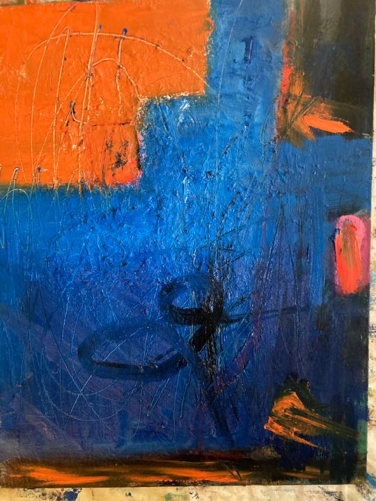 Blue and Vermilion - Louise Gibler Art - Paintings & Prints, Abstract ...