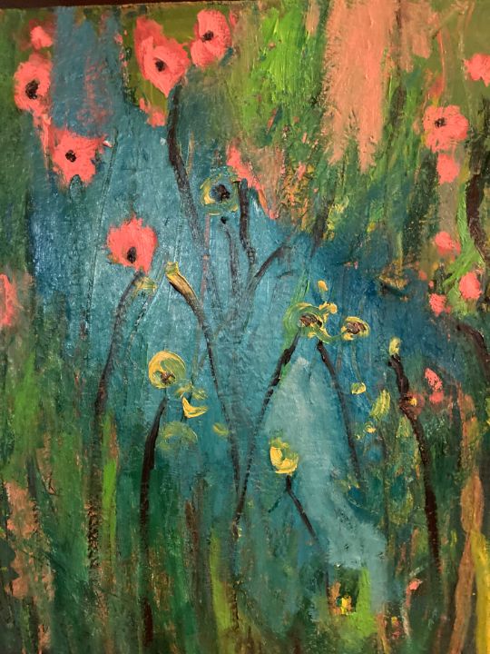 Blue Light in Garden - Louise Gibler Art - Paintings & Prints, Abstract ...