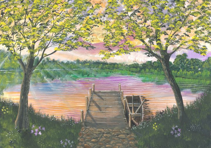 Sunrise Dock - Uncle Steve's Art - Paintings & Prints, Landscapes ...