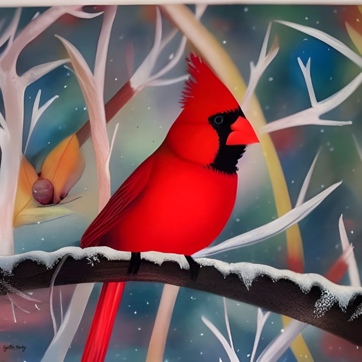 Cardinal in the Snow - Cindy's Creative Corner - Digital Art, Animals ...