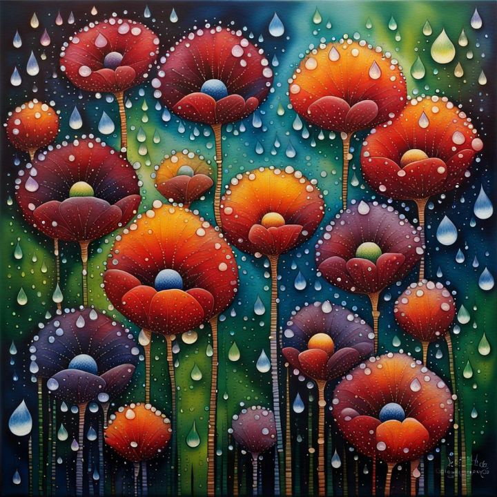 Colorful Poppies and Dew 2024 - Cindy's Creative Corner - Digital Art ...