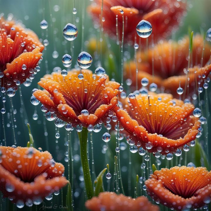 Dew Drops and Poppies - Cindy's Creative Corner - Digital Art & AI, Flowers, Plants, & Trees ...