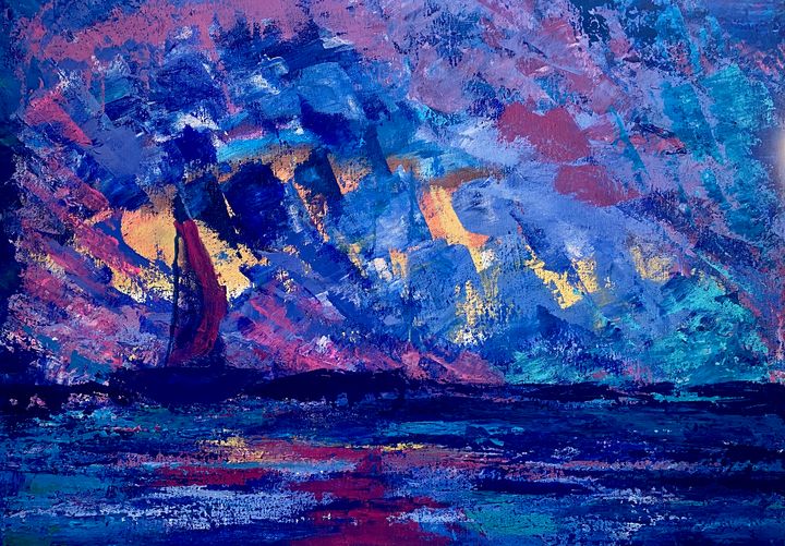 Pacific Sunset - Kat Lindsey art - Paintings & Prints, Landscapes ...