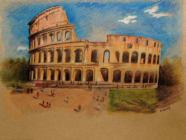 The Colosseum - Avishek Art works - Drawings & Illustration, Buildings & Architecture, World ...