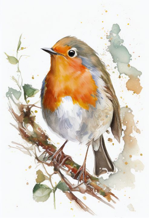Robin Watercolour - TSG Art - Paintings & Prints, Animals, Birds ...
