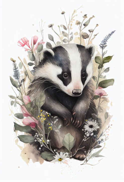 Badger Watercolour - TSG Art - Paintings & Prints, Animals, Birds ...