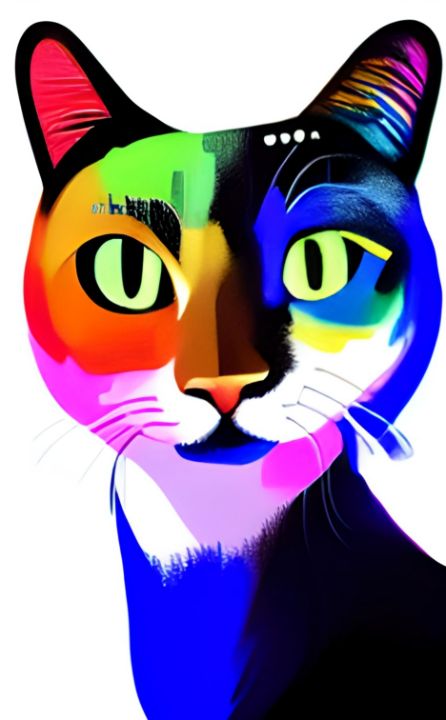 Vibrant Cat 01 - THEGLOWINGBROCCOLI - Digital Art & AI, Animals, Birds ...