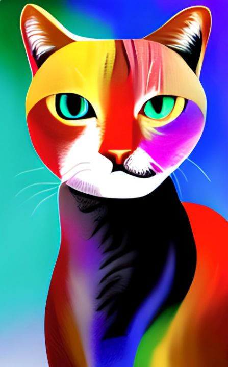 Vibrant Cat 02 - THEGLOWINGBROCCOLI - Digital Art & AI, Animals, Birds ...