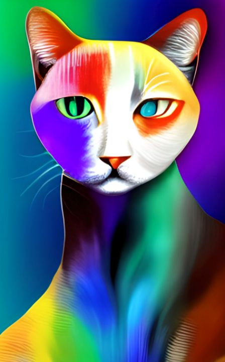 Vibrant Cat 03 - THEGLOWINGBROCCOLI - Digital Art & AI, Animals, Birds ...