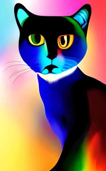 Vibrant Cat 06 - THEGLOWINGBROCCOLI - Digital Art & AI, Animals, Birds ...