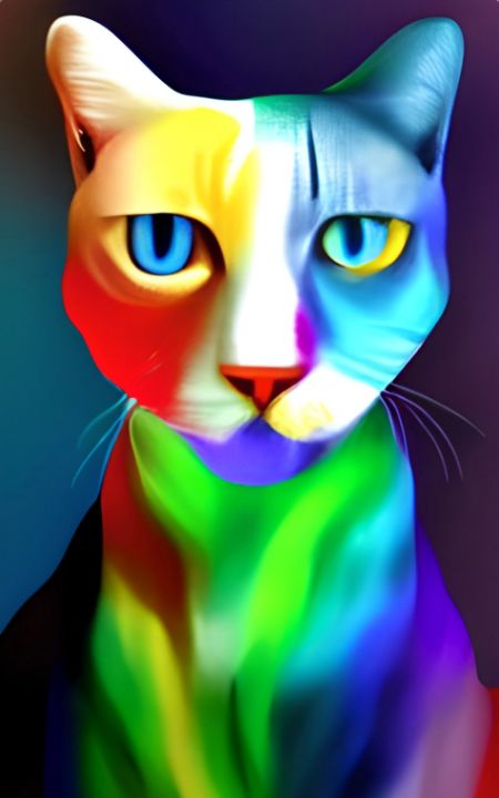 Vibrant Cat 09 - THEGLOWINGBROCCOLI - Digital Art & AI, Animals, Birds ...
