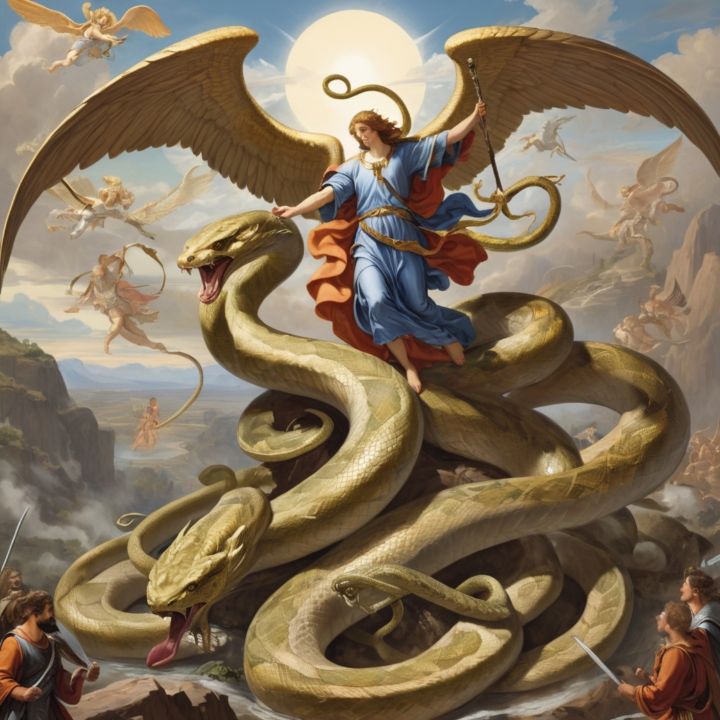 Archangels Fighting Giant Snake - Genesis Artis - Digital Art & AI ...