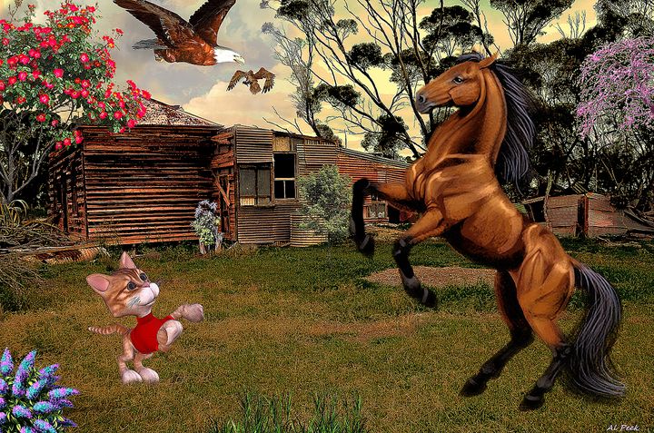 old shack and horse - Art by Al Peek - Photography, Animals, Birds ...