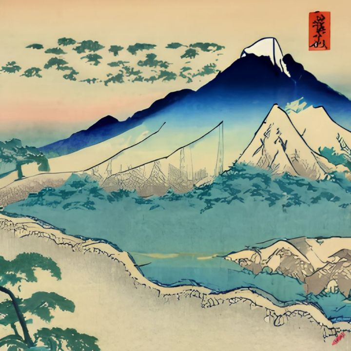 Ukiyo-e art style of a mountain - Artful-Graffiti - Paintings & Prints, Fantasy & Mythology ...