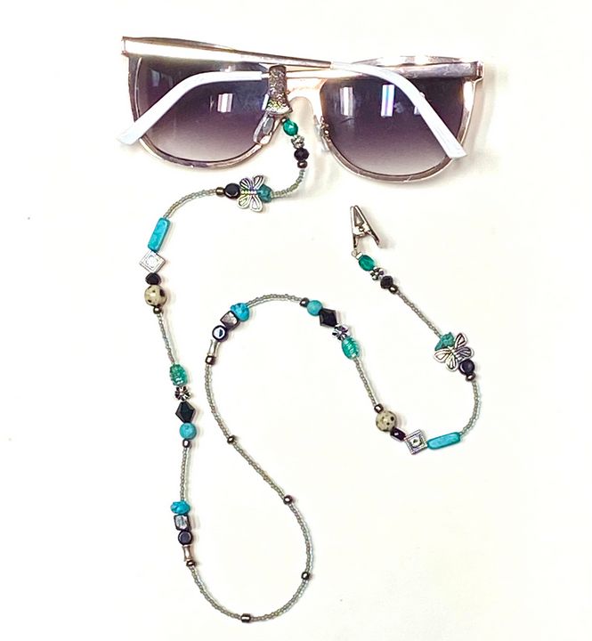 Turq/Blk/Sil Bead Eyeglas Chain/Clip - SonSource Arts - Jewelry, Other ...