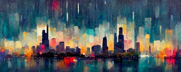 Rainy Geometry Over Chicago - Rob Arthur's Gallery - Paintings & Prints ...