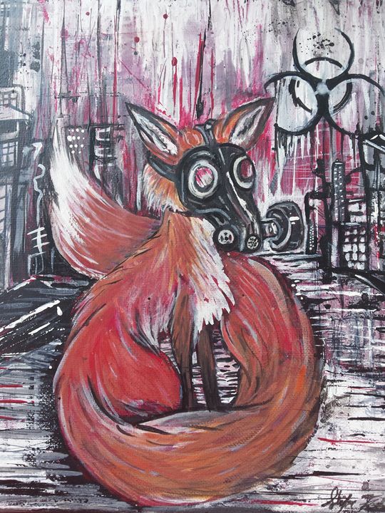 Fox in Gas mask - Skylar Fox - Paintings & Prints, Animals, Birds ...