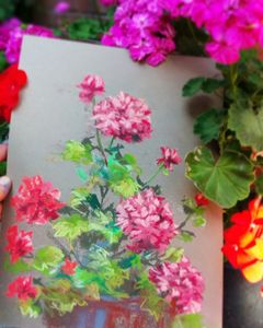 Geraniums in July - Julia Lu Gallery - Paintings & Prints, Still Life ...