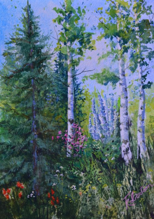 Morning Glow Through the Aspen Canop - Terri Robertson Fine Art - Paintings & Prints, Landscapes ...