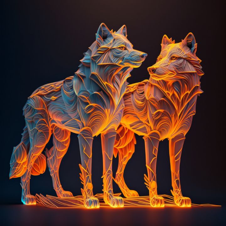Light design wolves - LAS - Digital Art & AI, Animals, Birds, & Fish ...
