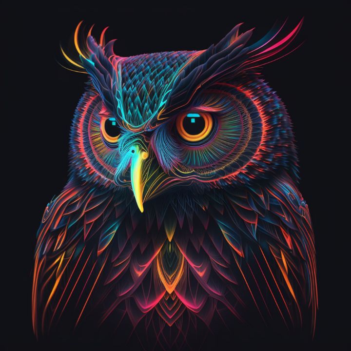 Neon Owl - LAS - Digital Art & AI, Animals, Birds, & Fish, Other ...