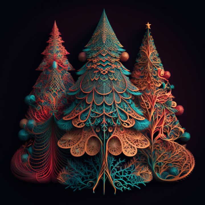 Colorful tree thread art - LAS - Digital Art & AI, Flowers, Plants ...