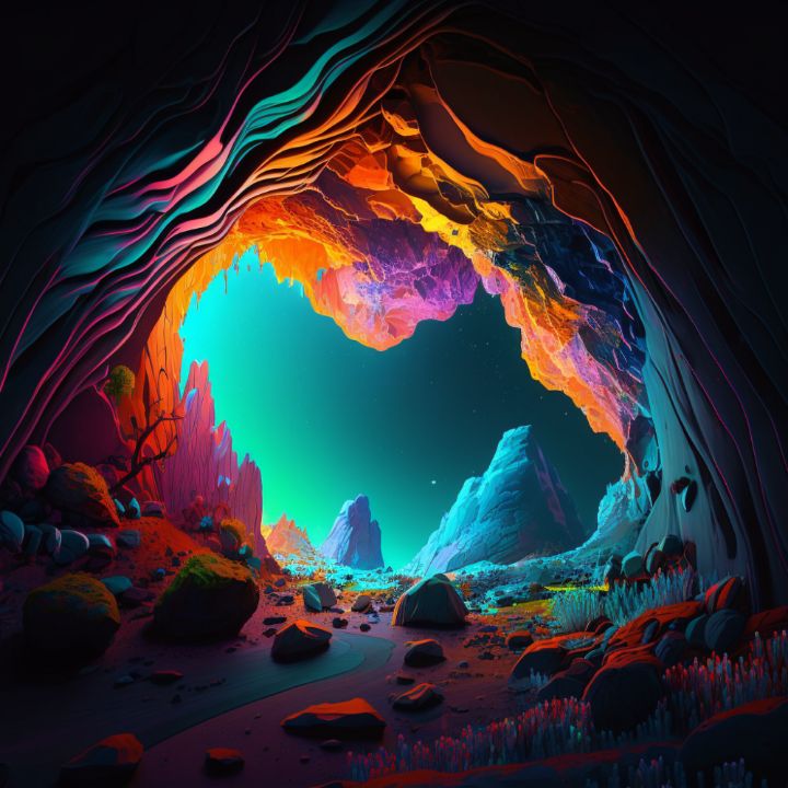 Colorful cave - LAS - Digital Art & AI, Landscapes & Nature, Caves ...