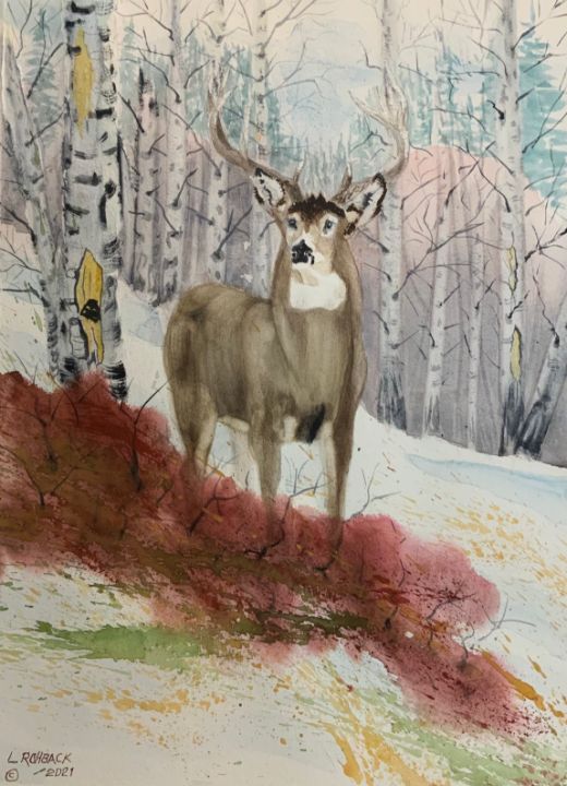 Birch Buck 1 - ArtbyRohrback - Paintings & Prints, Animals, Birds ...