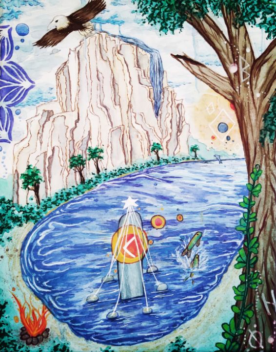 Runic Pillar - Lady Luna Star - Paintings & Prints, Religion ...