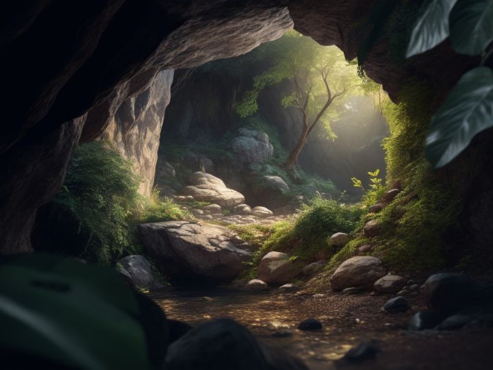 Secret Cave Hidden in a Thicket - Monad Nomad - Digital Art & AI ...