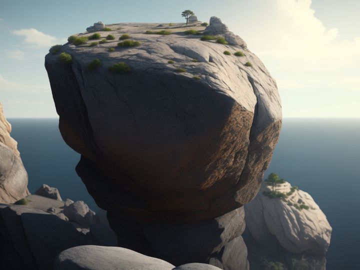 Solitary Rock Formation - Monad Nomad - Digital Art & AI, Landscapes ...