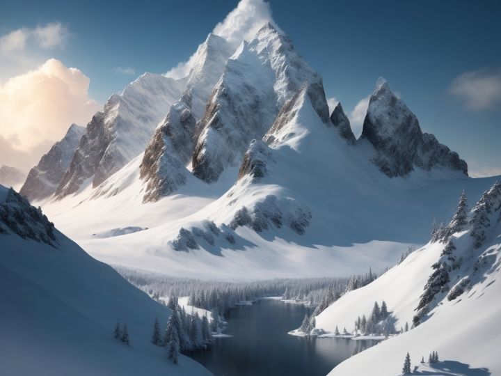 Snowy Mountain Scenery - Monad Nomad - Digital Art & AI, Landscapes ...