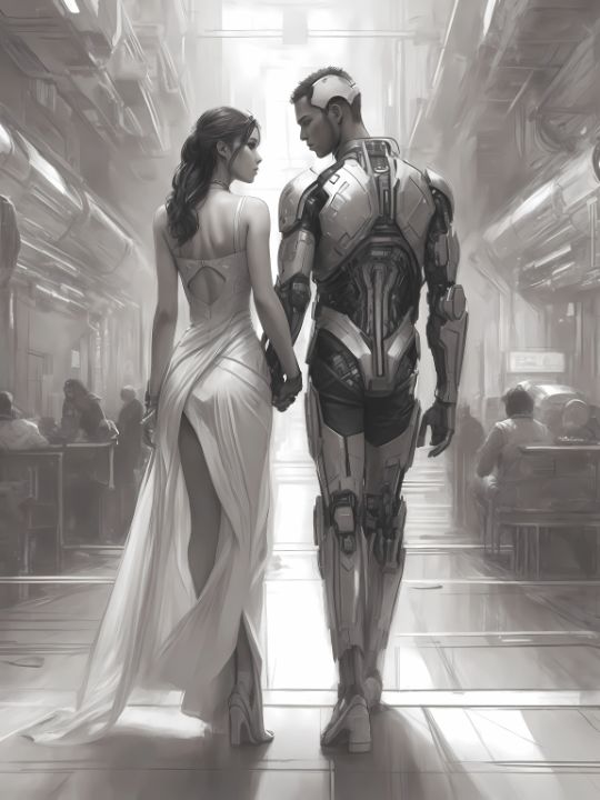 Cyberpunk Human and Cyborg Lovers - Monad Nomad - Digital Art & AI ...