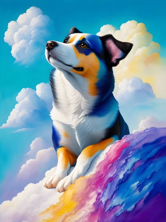 Dog Sitting on Clouds - Monad Nomad - Digital Art & AI, Animals, Birds, & Fish, Dogs & Puppies ...