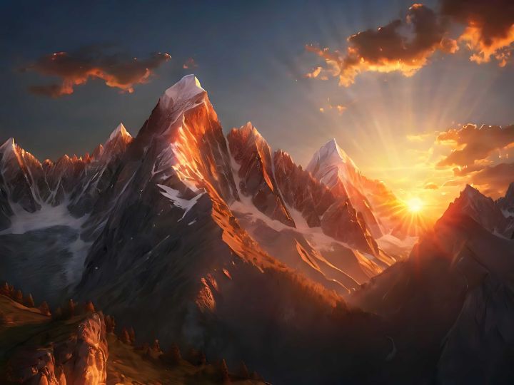 Setting Sun's Glow over the Mountain - Monad Nomad - Digital Art & AI ...