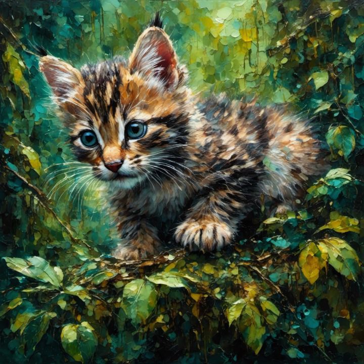 Wildcat Hiding in the Jungle - Monad Nomad - Digital Art & AI, Animals ...