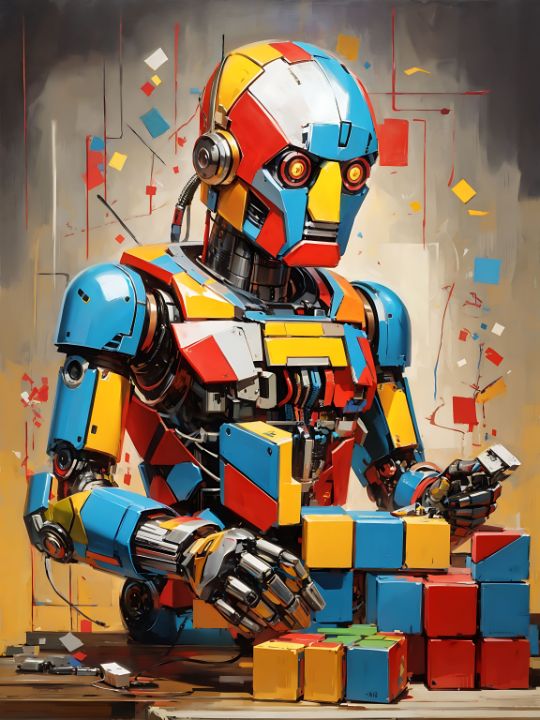 Rubik's Cube Robot - Monad Nomad - Digital Art & AI, Abstract, Collage ...