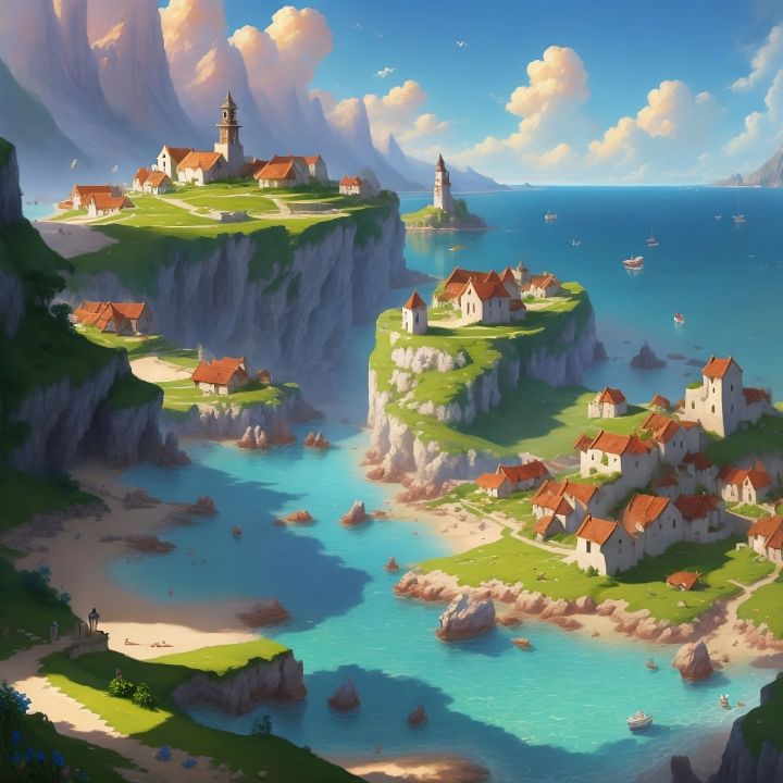 Village On The Cliff - Monad Nomad - Digital Art & AI, Landscapes ...