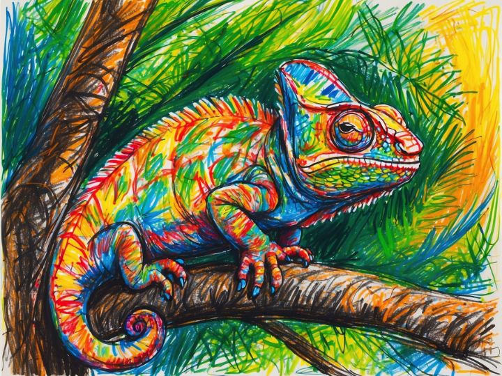 Chameleon Hiding Among Trees - Monad Nomad - Digital Art & AI, Animals ...
