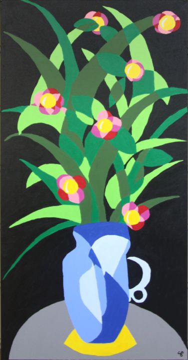 Blue Ewer with Flowers - Sharon Paley - Paintings & Prints, Still Life ...